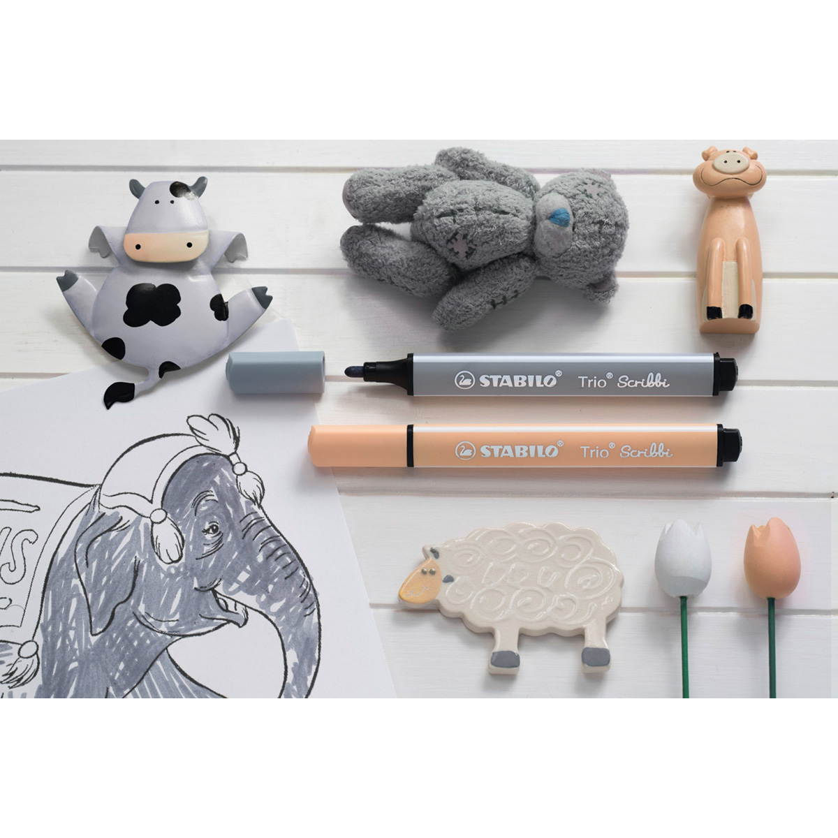 Stabilo ST368/8-01 Trio Scribbi Triangular Fibre-Tip Pen - Pack of 8 ...