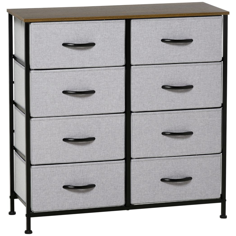 Homcom 8 Drawer Fabric Chest of Drawers w/ Wooden Top for Closet ...